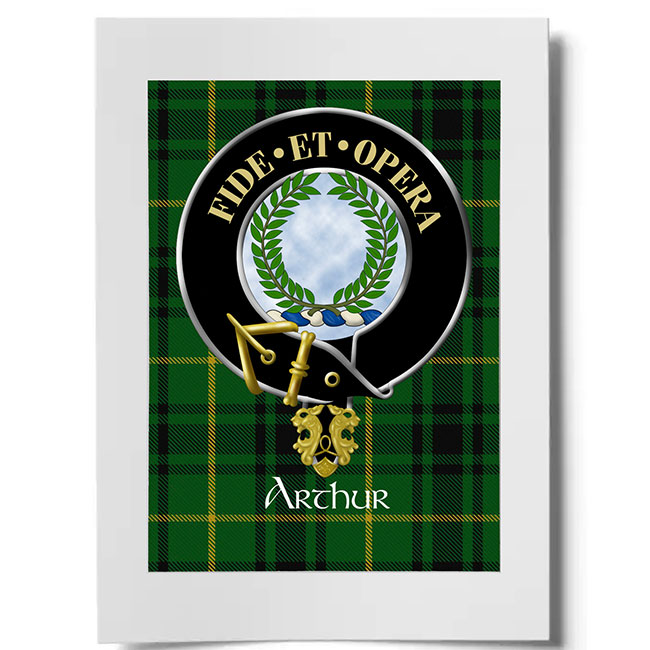 Arthur Ancient Scottish Clan Crest Ready to Frame Print - Family Crests