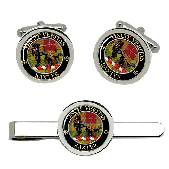 Baxter Scottish Clan Crest Cufflink and Tie Clip Set - Family Crests