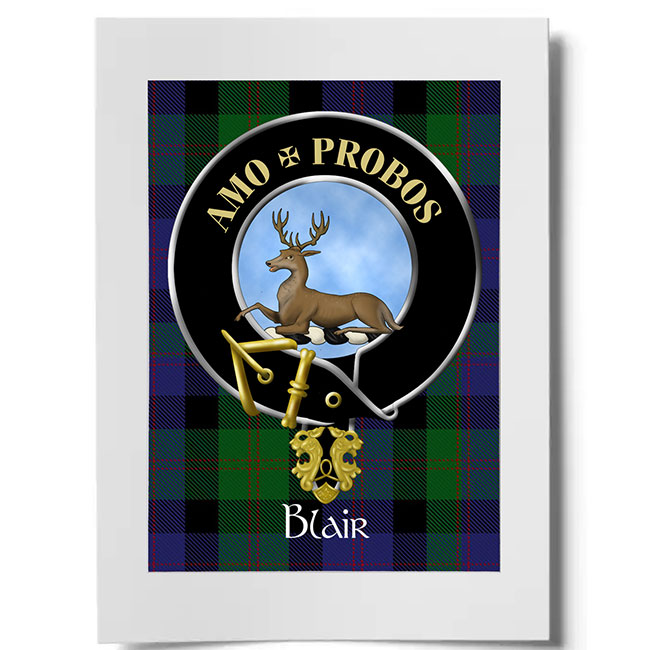 Blair Scottish Clan Crest Ready to Frame Print - Family Crests
