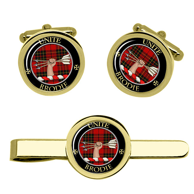 Brodie Scottish Clan Crest Cufflink and Tie Clip Set - Family Crests