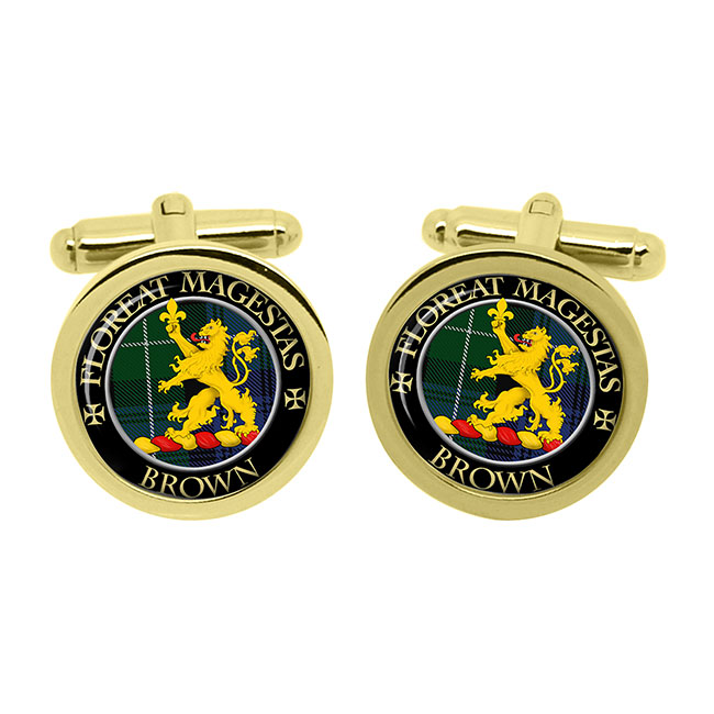 Brown Scottish Clan Crest Cufflinks - Family Crests