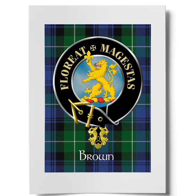 Brown Scottish Clan Crest Ready to Frame Print - Family Crests