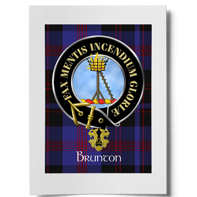 Brunton Scottish Clan Crest Ready to Frame Print - Family Crests