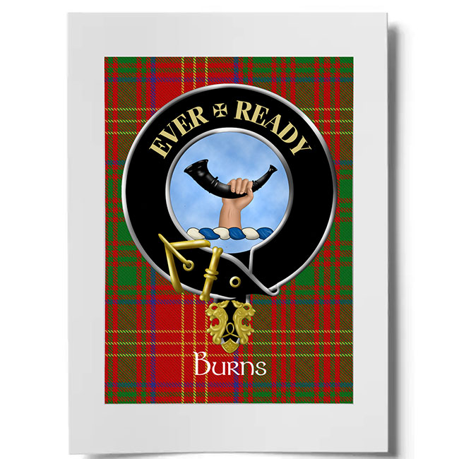 Burns Scottish Clan Crest Ready to Frame Print - Family Crests