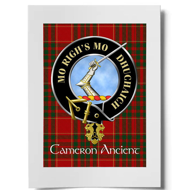 Cameron Ancient Scottish Clan Crest Ready to Frame Print - Family Crests