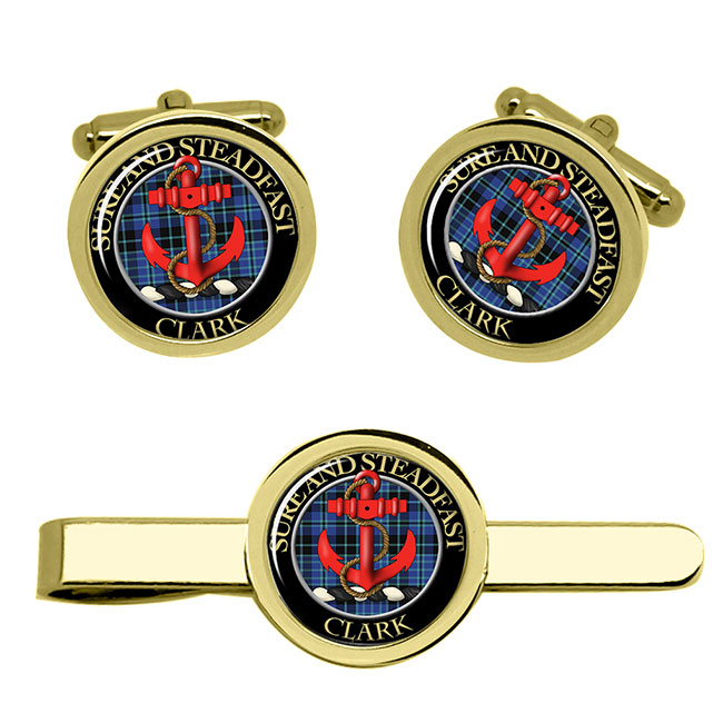 Clark (anchor crest) Scottish Clan Crest Cufflink and Tie Clip Set ...