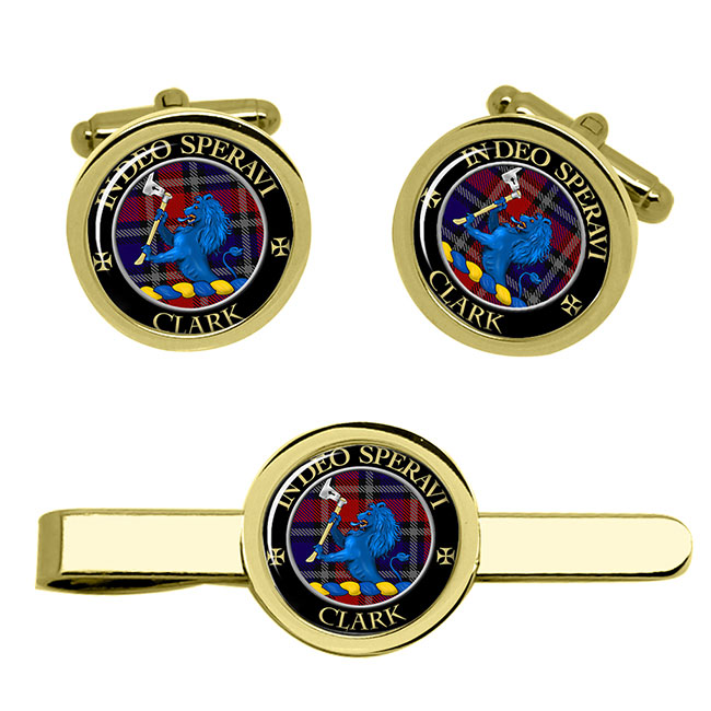 Clark (lion crest) Scottish Clan Crest Cufflink and Tie Clip Set ...
