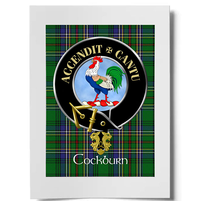 Cockburn Scottish Clan Crest Ready to Frame Print - Family Crests