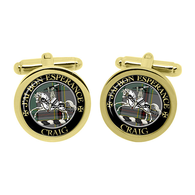 Craig (French Motto) Scottish Clan Crest Cufflinks - Family Crests