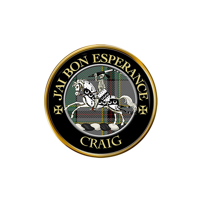 Craig (French Motto) Scottish Clan Crest Pin Badge - Family Crests