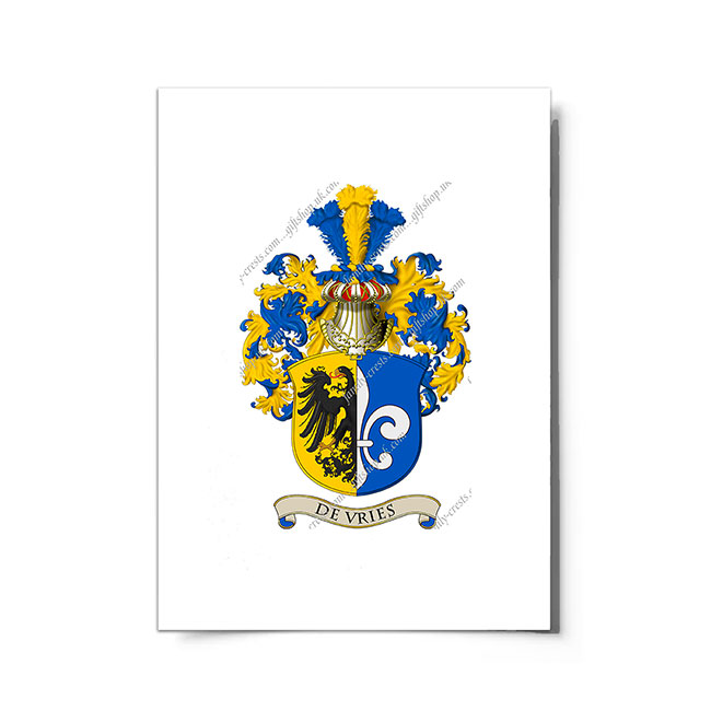 de Vries (Netherlands) Coat of Arms Print - Family Crests