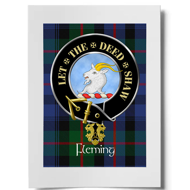 Fleming Scottish Clan Crest Ready to Frame Print - Family Crests