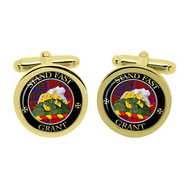 Grant (English Motto) Scottish Clan Crest Cufflinks - Family Crests