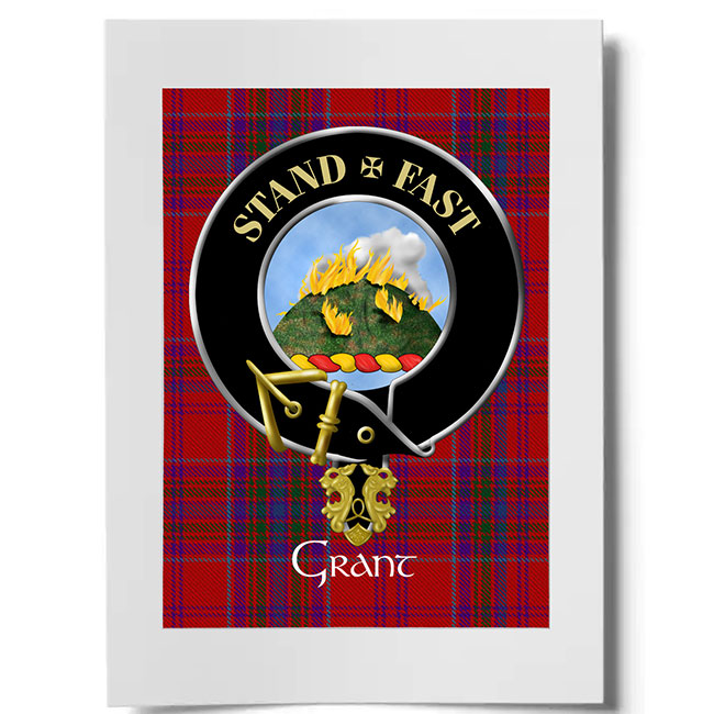 Grant (English Motto) Scottish Clan Crest Ready to Frame Print - Family ...