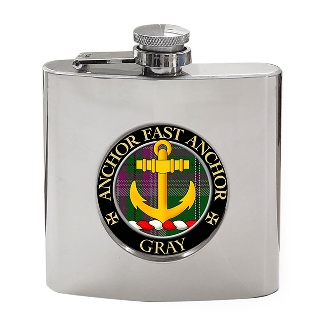 Gray Scottish Clan Crest Hip Flask - Family Crests