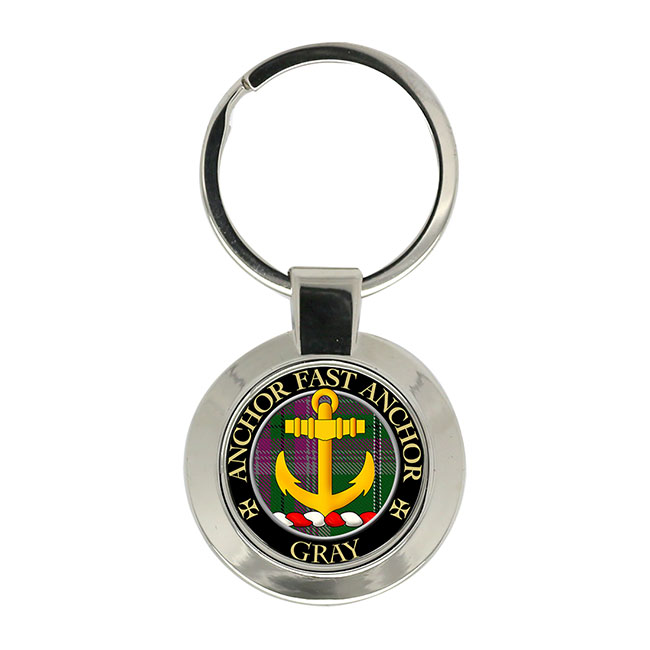 Gray Scottish Clan Crest Key Ring - Family Crests