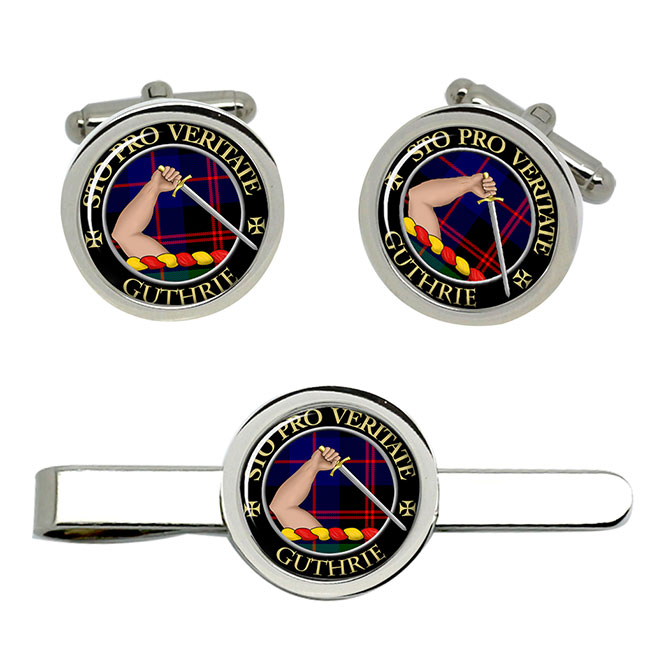Guthrie Scottish Clan Crest Cufflink and Tie Clip Set - Family Crests