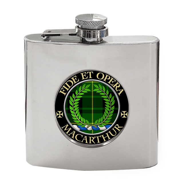 MacArthur (Ancient) Scottish Clan Crest Hip Flask - Family Crests