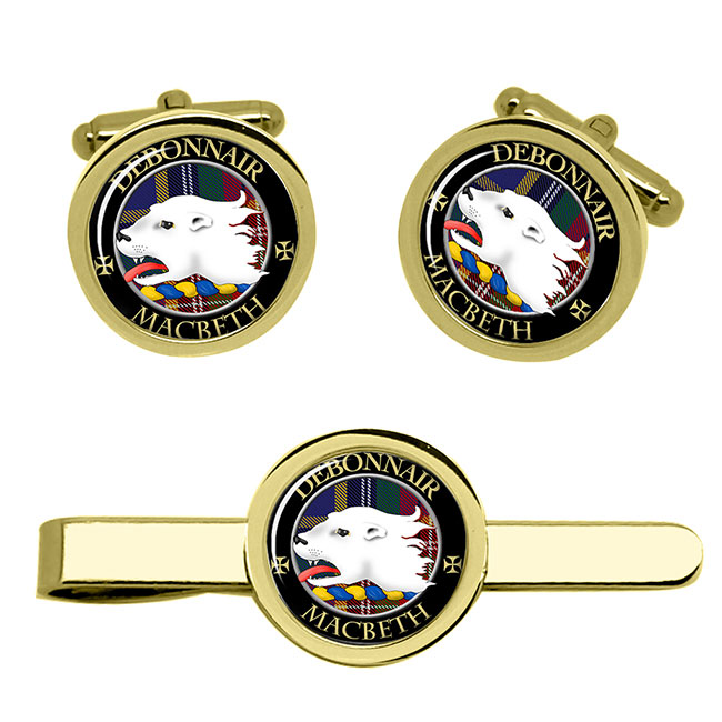 Macbeth (otter crest) Scottish Clan Crest Cufflink and Tie Clip Set ...