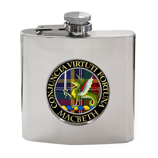 Macbeth (wyvern crest) Scottish Clan Crest Hip Flask - Family Crests