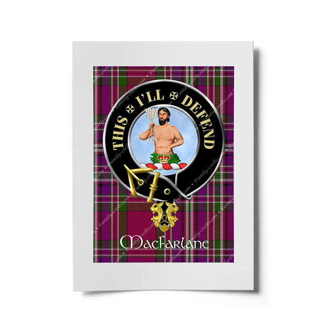 Macfarlane Scottish Clan Crest Ready to Frame Print - Family Crests