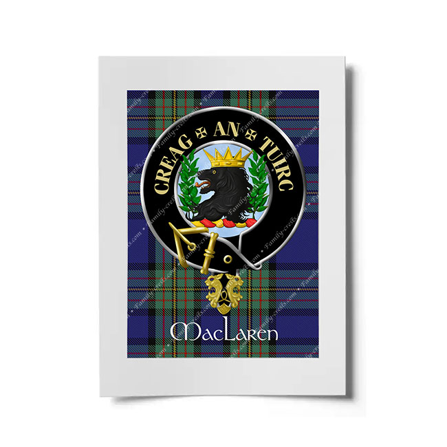 MacLaren Scottish Clan Crest Ready to Frame Print - Family Crests