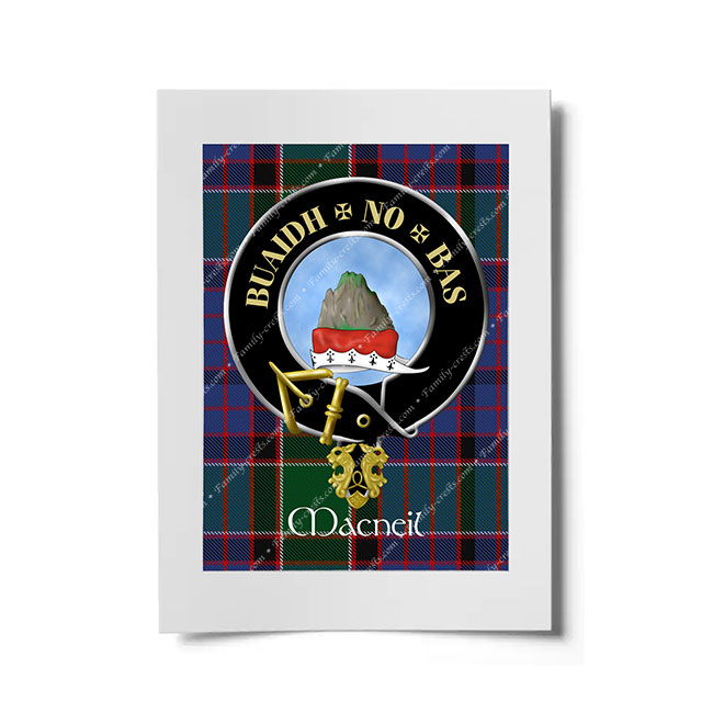 MacNeil (Buaidh no Bas motto) Scottish Clan Crest Ready to Frame Print ...