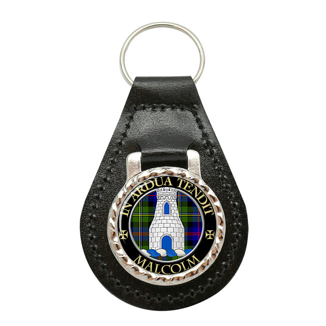 Malcolm Scottish Clan Crest Leather Key Fob - Family Crests