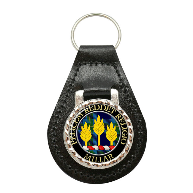 Millar Scottish Clan Crest Leather Key Fob - Family Crests