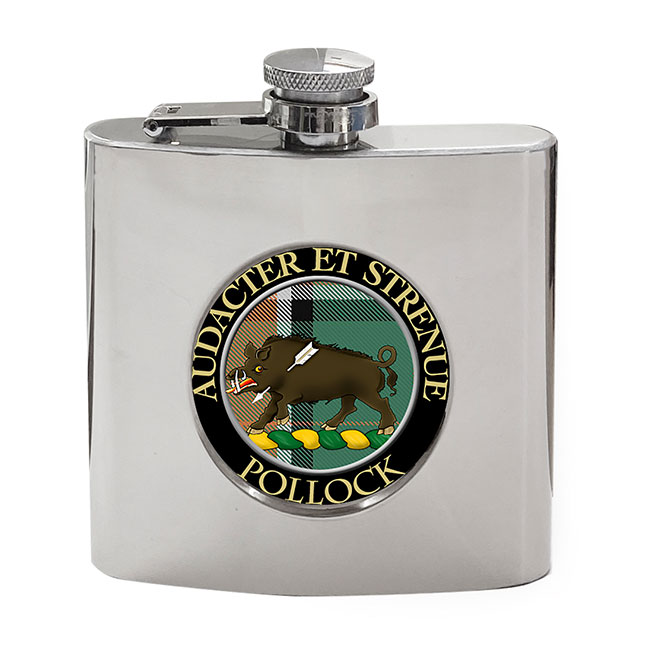 Pollock Scottish Clan Crest Hip Flask - Family Crests