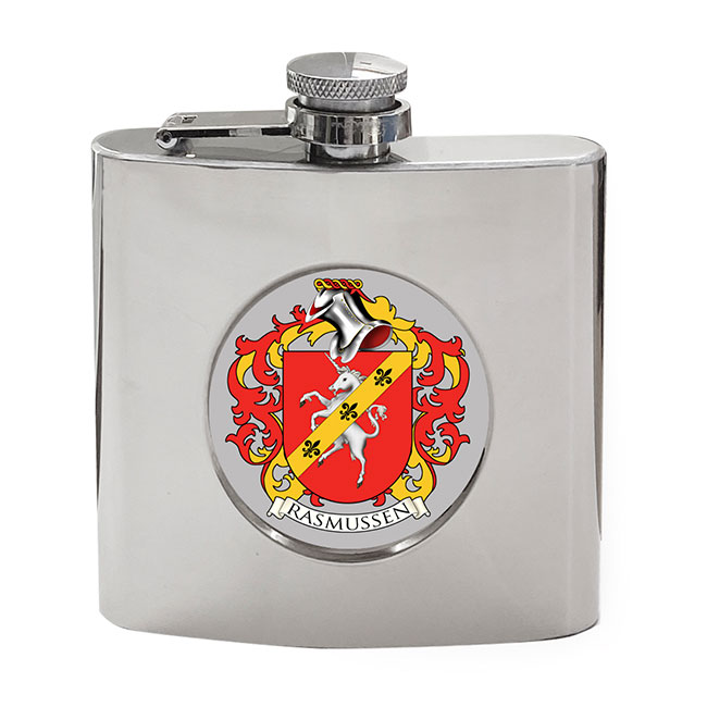 Rasmussen (Denmark) Coat of Arms Hip Flask - Family Crests
