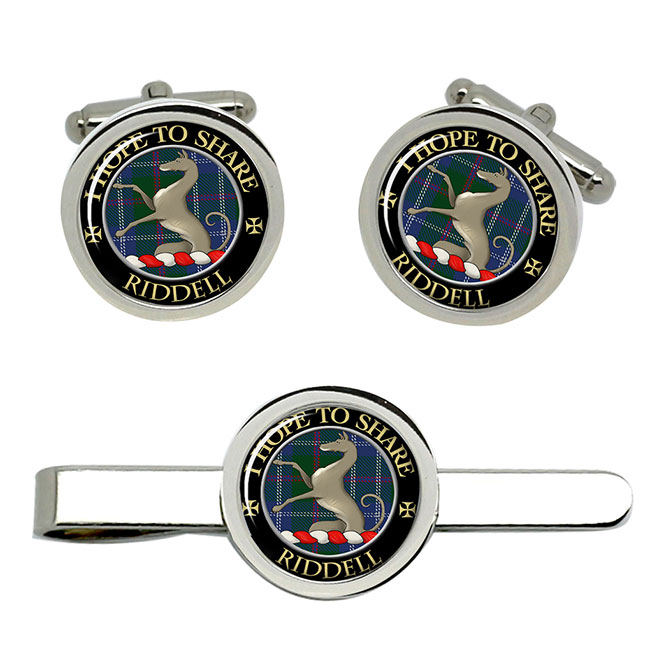 Riddell Scottish Clan Crest Cufflink and Tie Clip Set - Family Crests