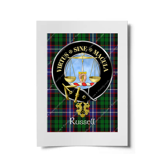 Russell Scottish Clan Crest Ready to Frame Print - Family Crests
