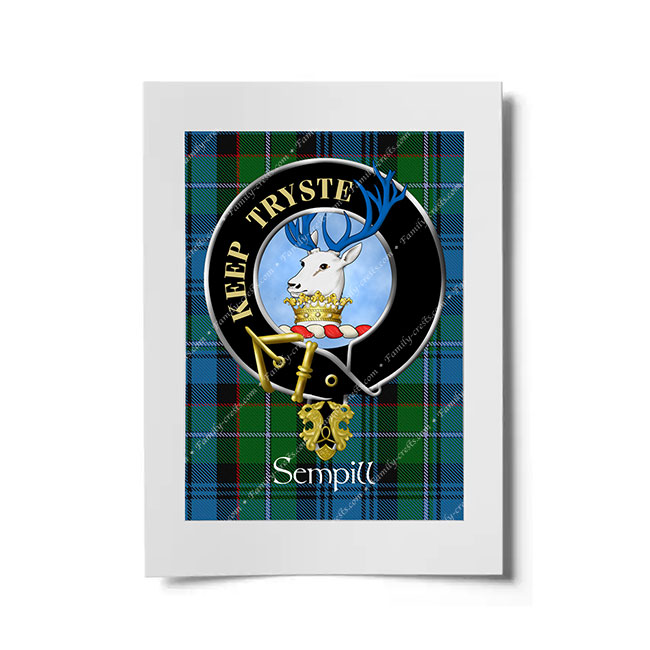 Sempill Scottish Clan Crest Ready to Frame Print - Family Crests