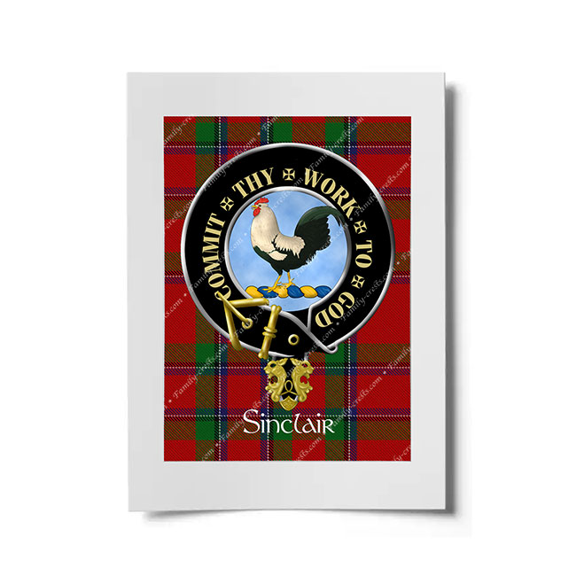 Sinclair Scottish Clan Crest Ready to Frame Print - Family Crests