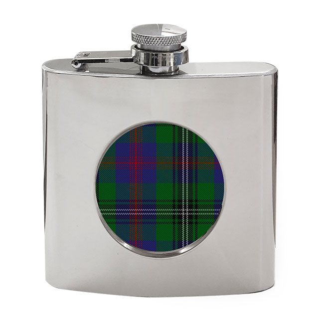 Wood Scottish Tartan Hip Flask - Family Crests