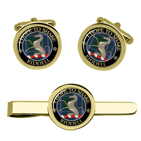Riddell Scottish Clan Crest Cufflink and Tie Clip Set - Family Crests
